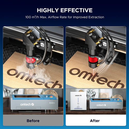 OMTech 60W Fume Extractor, 2 Stage Air Filter System for Laser Engrave ...